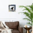 3drose, Frisky Black Cat on Log in Snow Ready to Leap with Denim Blue ...