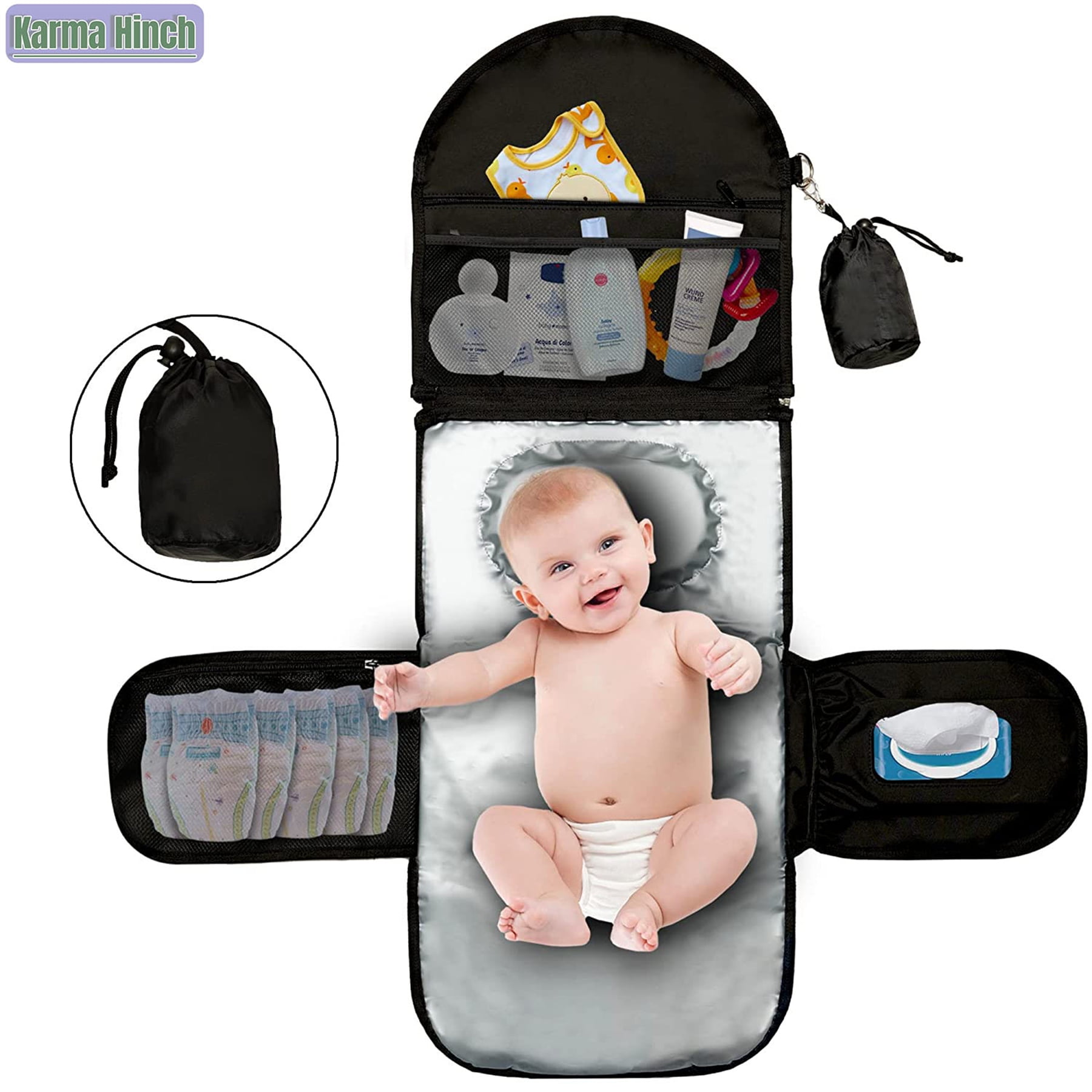 Baby Diaper Portable Changing pad with Baby Wipes and Stuff Storage ...