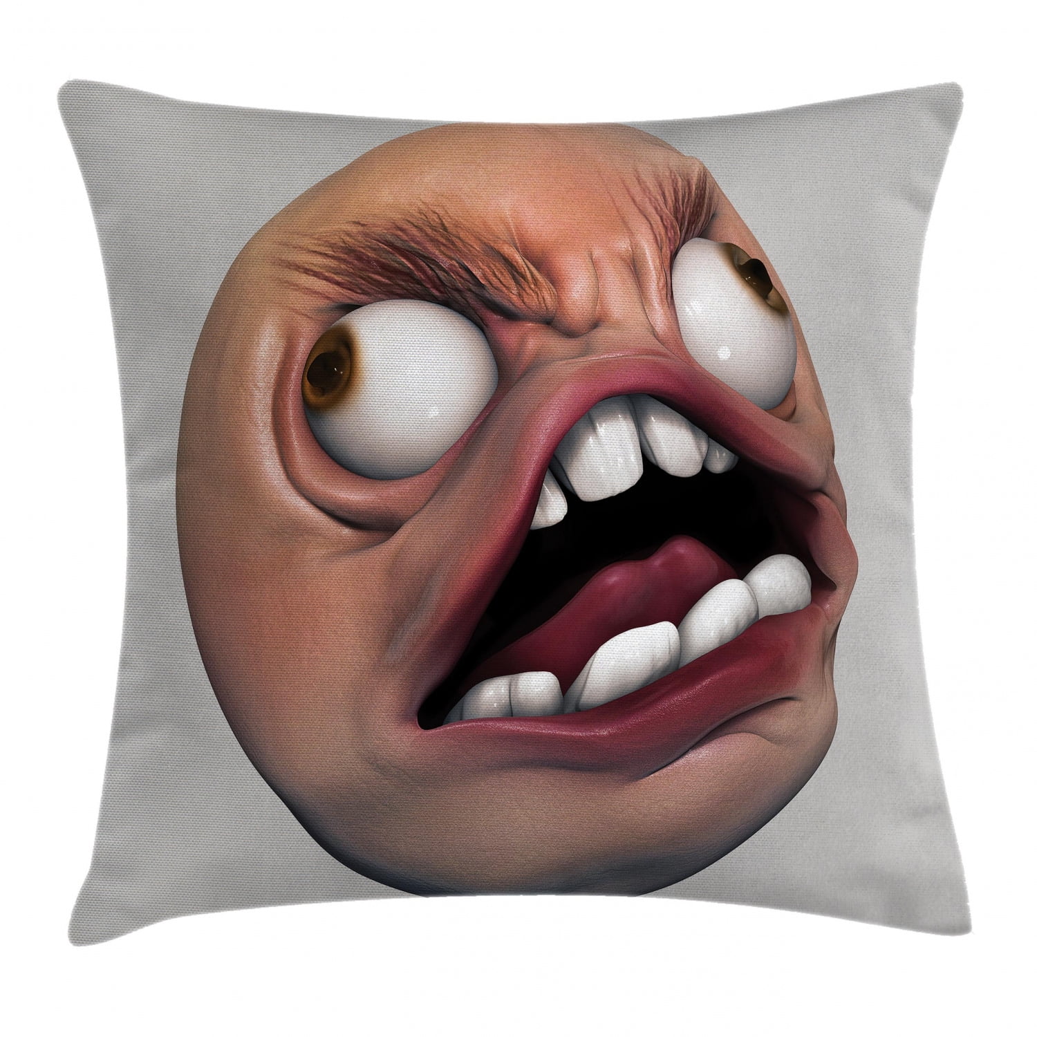 Humor Decor Throw Pillow Cushion Cover, Angry Rage Guy Meme Bad Hair ...
