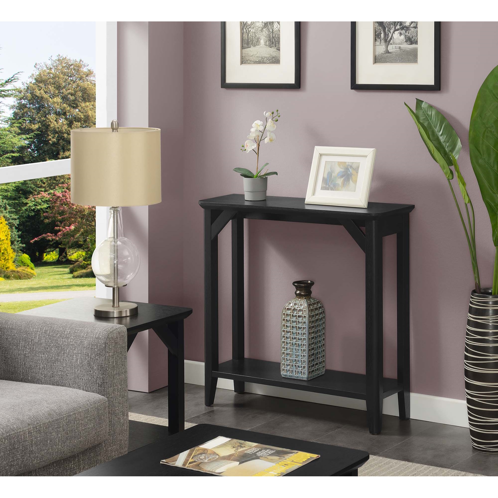Winston Hall Table with Shelf,Gray - Walmart.com