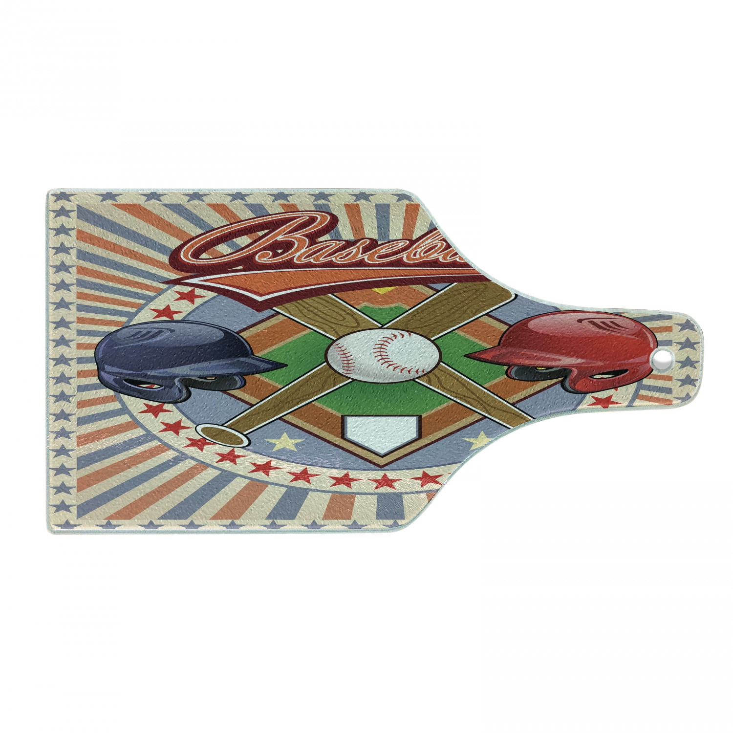Baseball Cutting Board, Retro Pop Art Softball Logo Vertical Striped ...