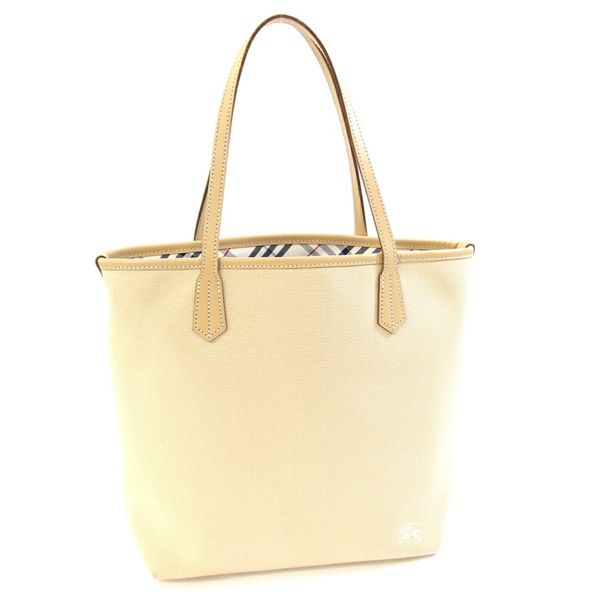 Pre-Owned Burberry Blue Label Tote Bag, Yellow Beige Canvas and Leather ...