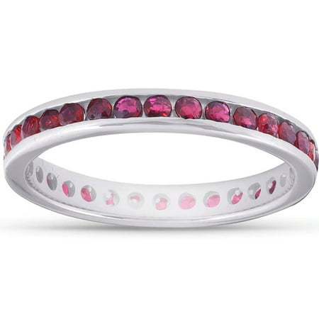 1 1/10ct Ruby Channel Set Eternity Ring 14K White Gold Womens Wedding ...