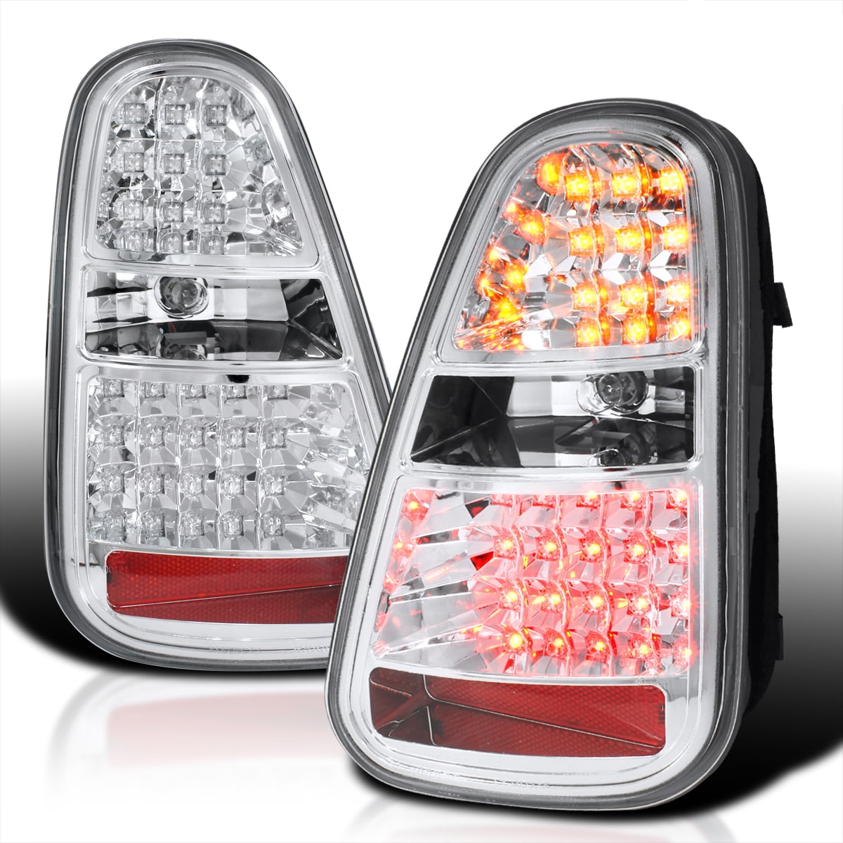 Spec-D Tuning Chrome Housing Clear Lens LED Tail Lights Compatible with ...