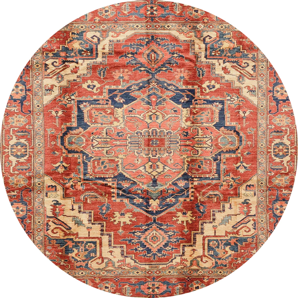 Ahgly Company Indoor Round Abstract Red Persian Area Rugs, 5' Round ...