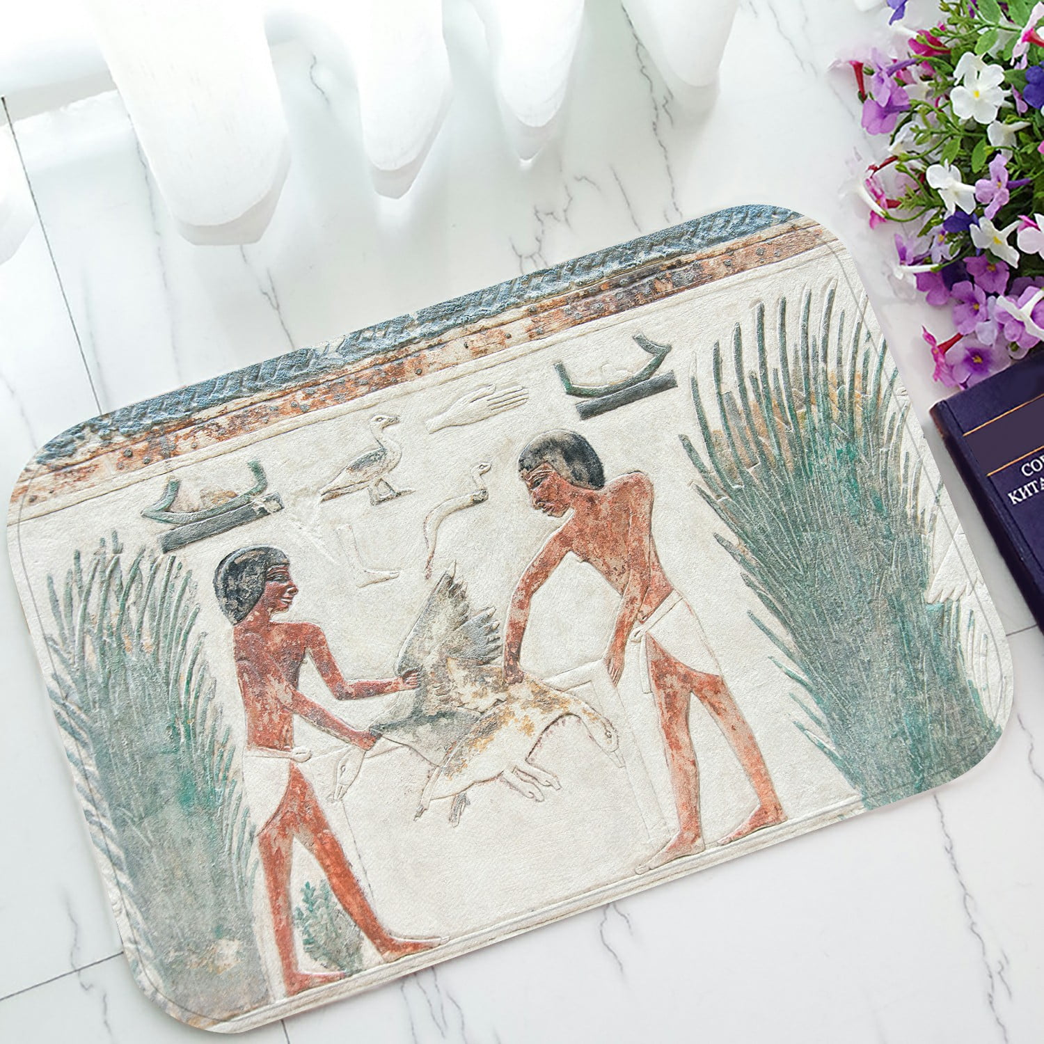 ABPHQTO Egyptian Men Catching Goose Engraved On Stone Wall Doormat ...
