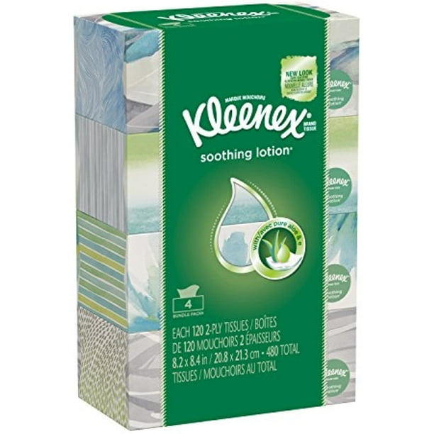 Kleenex Facial Tissues With Lotion, 120 Ct, 4 Pack - Walmart.com