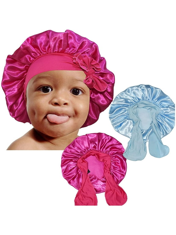 2Pcs Pink Baby Bonnet, Newborn Sleeping Cap Accessories, Infant Satin ...