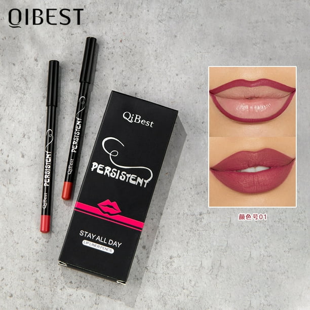QIBEST-lápiz labial en barra, juego de 12 colores, delineador de labios mate desnudo de larga ...