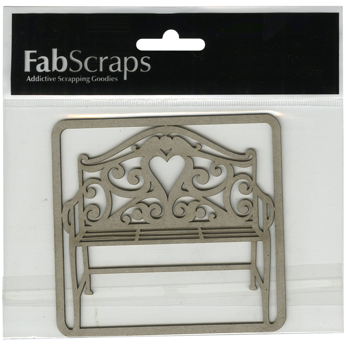 FabScraps Die-Cut Gray Chipboard Embellishments-Filigree Bench, 3