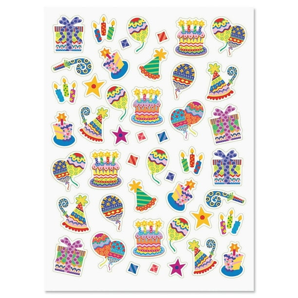 Colorful Celebration Birthday Party Stickers - Set of 92 on 2 sticker ...