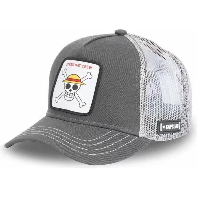 Anime One Piece Luffy Straw Hat Baseball Cap Mesh Net Caps Flat Cap ...