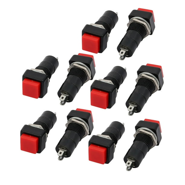 10 Pcs Red Momentary Square Push Button Switch NO SPST 250V 3A ... 10 Pcs Red Momentary Square Push Button Switch NO SPST 250V 3A ...