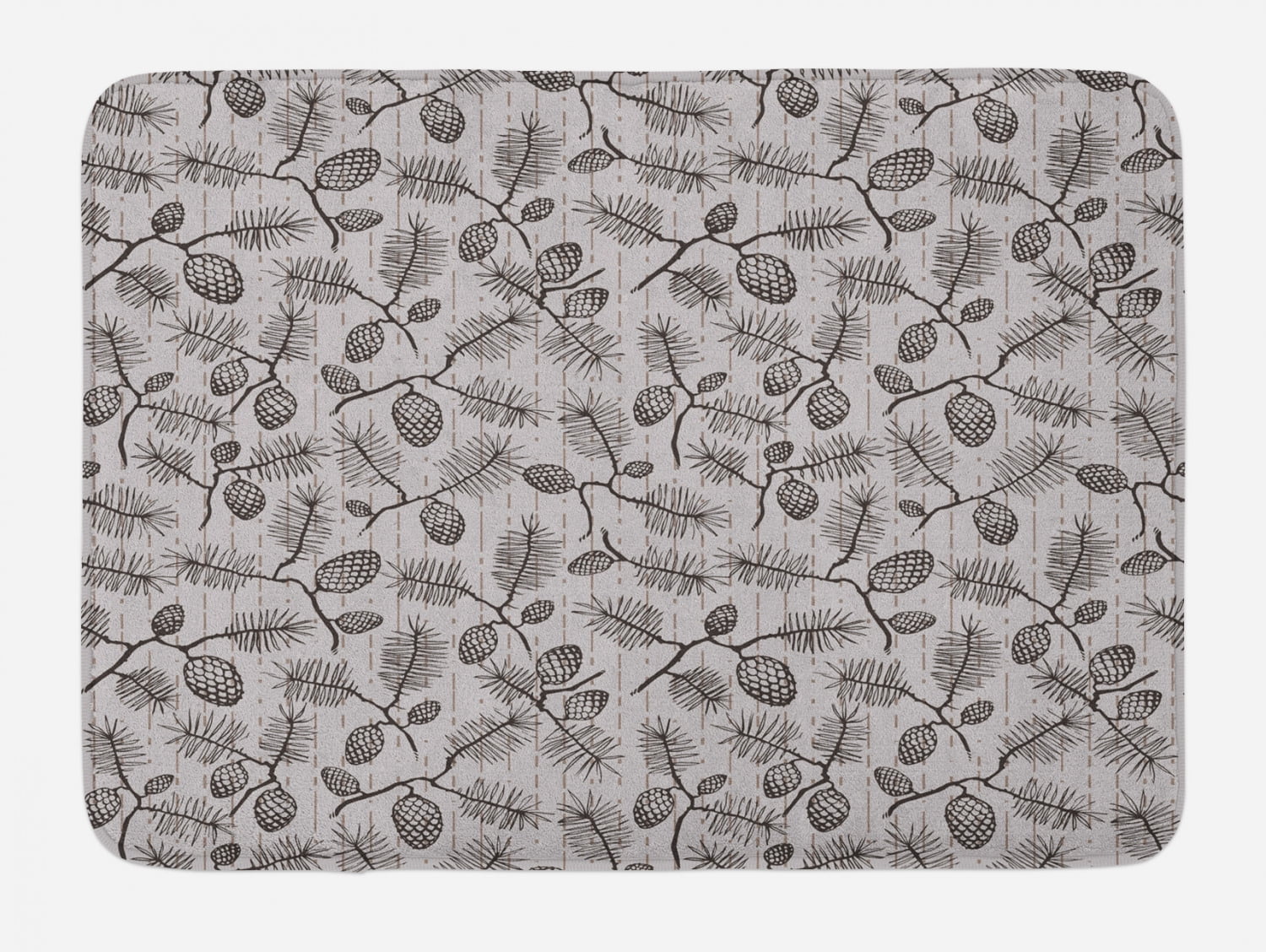 Pine Cone Bath Mat, Earth Tones Inspired Fir Cones with Twigs and ...