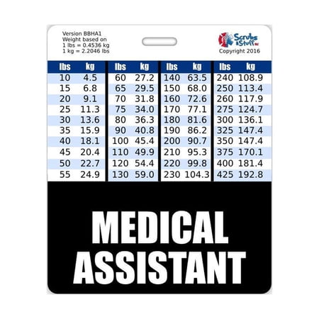 Medical Assistant Badge Buddy Horizontal wHeight & Weight conversion ...