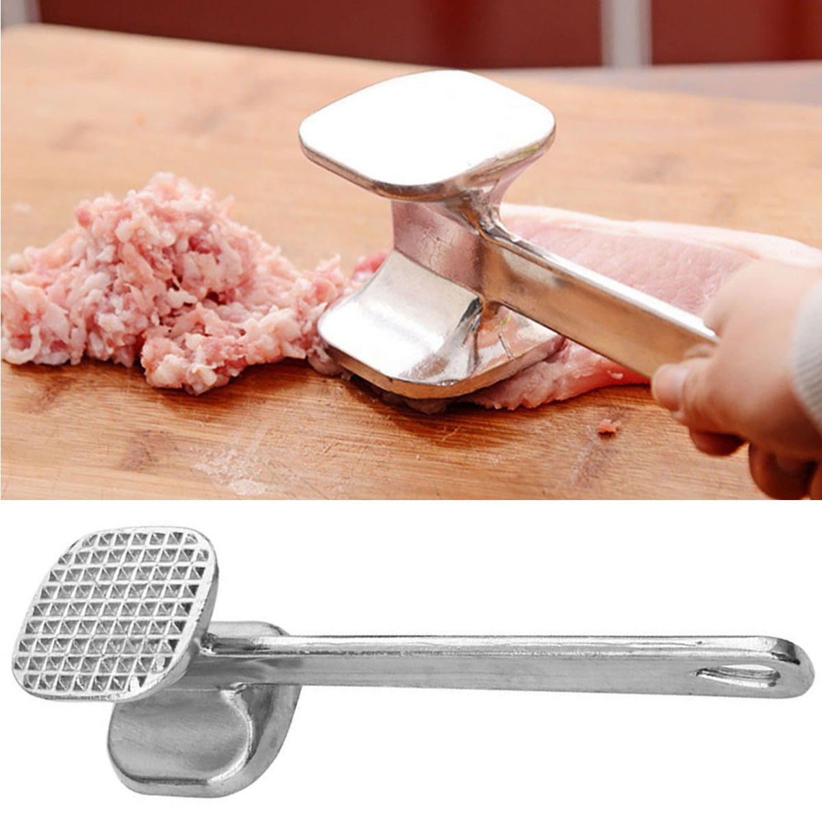 Vnanda Meat Tenderizer Dual Sided Nails Meat Mallet Meat Hammer Used