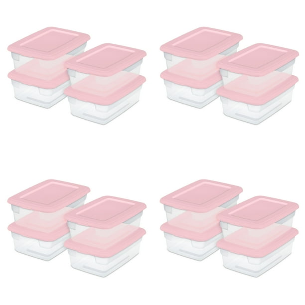 Sterilite Plastic 12 Qt. Storage Box Blush Pink Set of 16 - Walmart.com