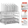 Marbrasse Desk Organizer with Drawer, Black Mesh 4-Tier File Organizer ...