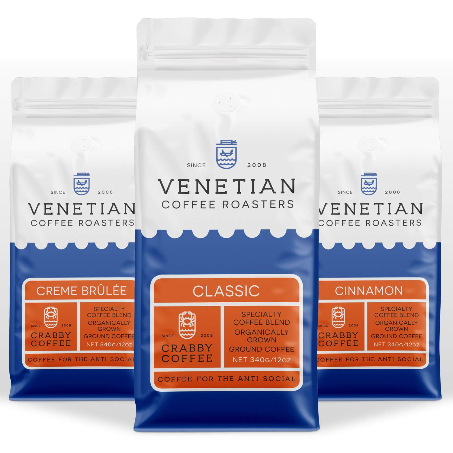 Crabby Medium Roast Ground Coffee [3 Pack | 12oz] Variety Pack ...