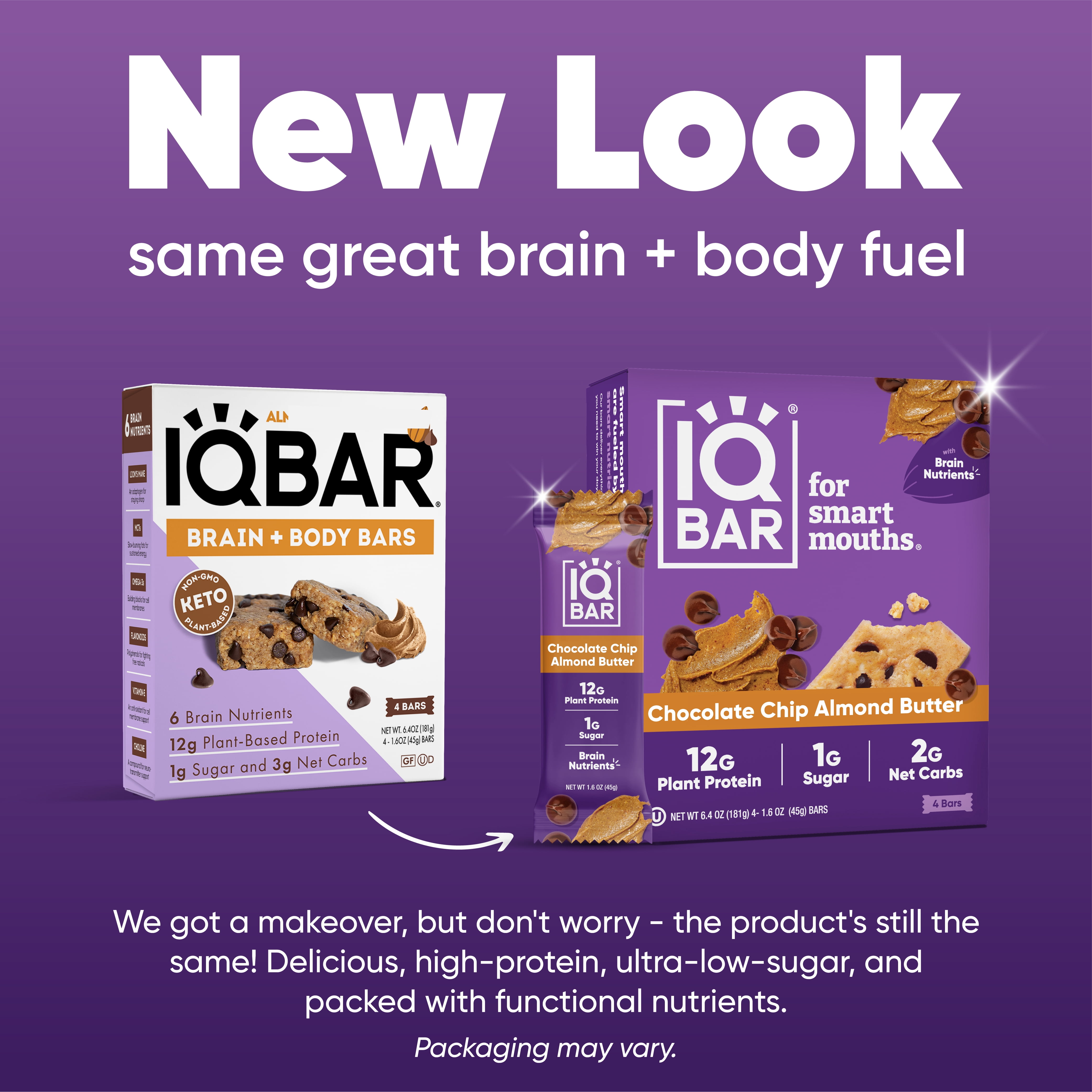 IQBAR Chocolate Chip Almond Butter Protein Bars - Vegan Energy Bars ...