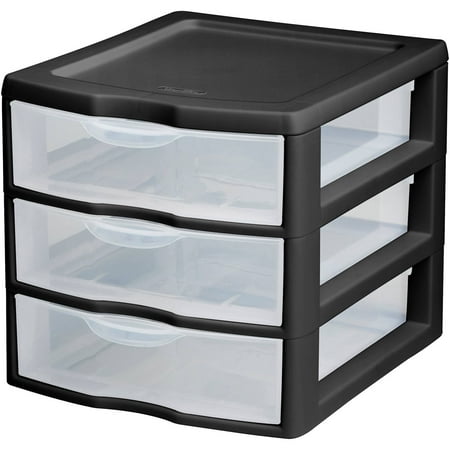 Sterilite Small 3 Drawer Unit- Black (Available in Case of 6 or Single ...