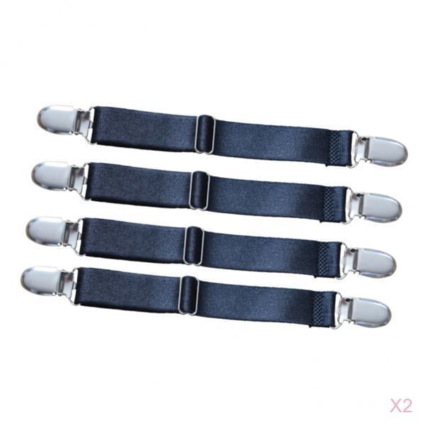 2x 4 Pieces Bed Sheet Corner Grippers Suspenders Fastener Clips Straps ...