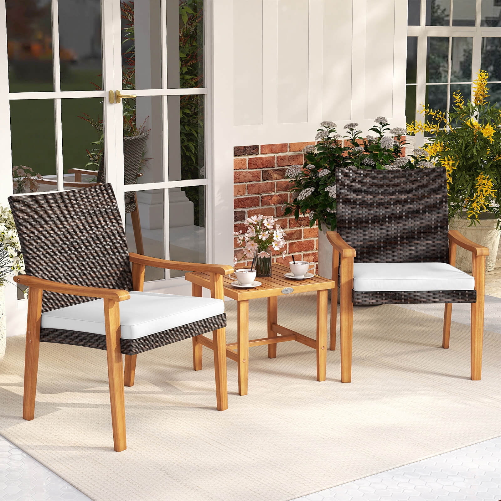 Click here for Costway 3 Pcs Patio Pe Wicker Furniture Set With C... prices