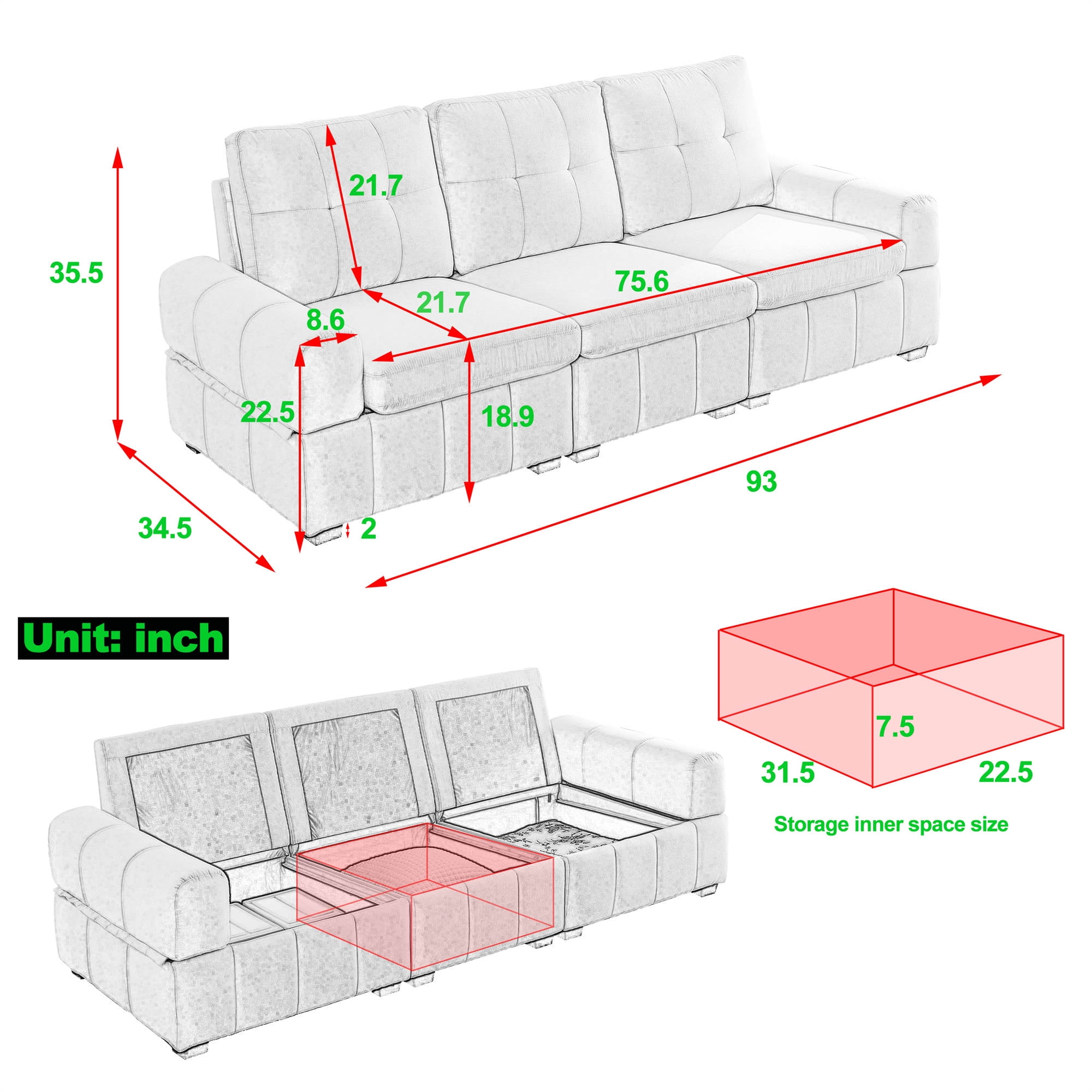 Sofa Dimensions Height | Cabinets Matttroy