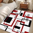 Area Rug 48×72in, Geometric Red Grey Black Square Floor Carpet Living ...