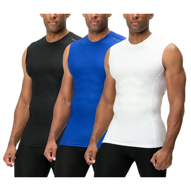 DEVOPS 3 Pack Men's Athletic Compression Shirts Sleeveless (Small ...