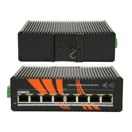 8 Port Industrial Unmanaged Fast Ethernet DIN Rail Switch, 12 To 58V DC ...