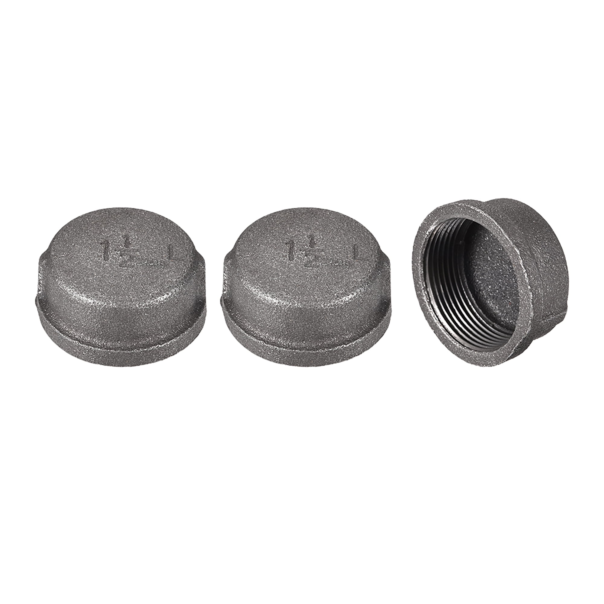 1-1/2-Inch Pipe Cap 3 pcs PT1-1/2 Female Pipe Fitting Carbon Steel ...