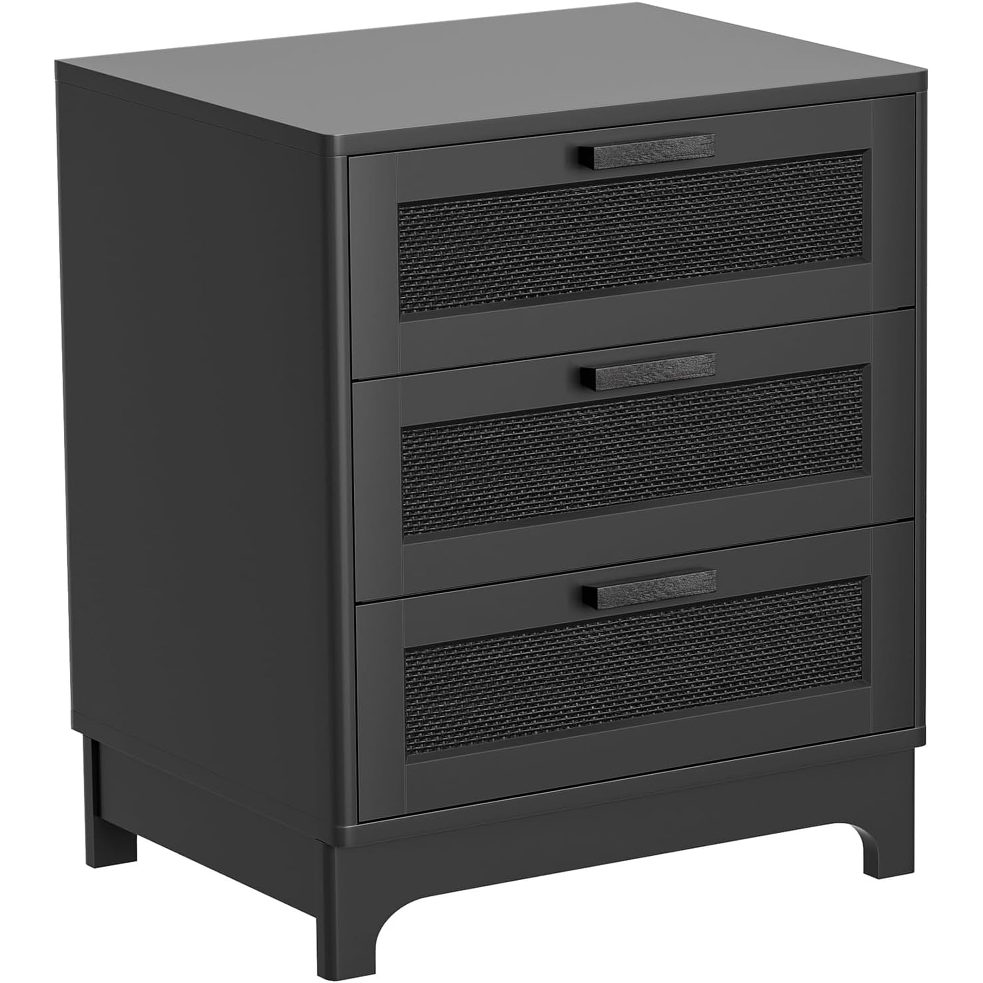Click here for Unbranded Black Rattan Nightstand With 3 Drawers... prices