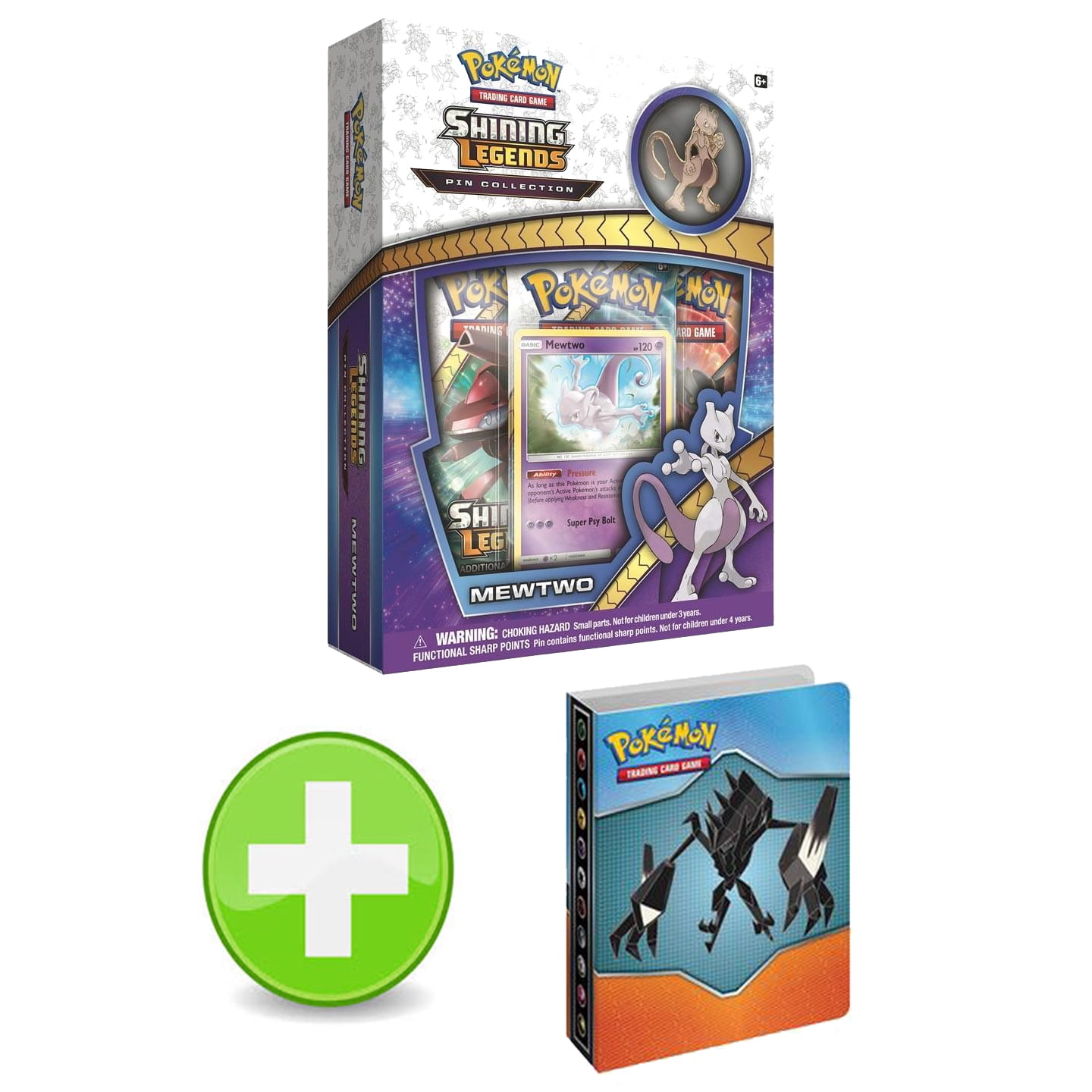 Pokemon Shining Legends Mewtwo Pin Collection with Burning Shadow Mini ...
