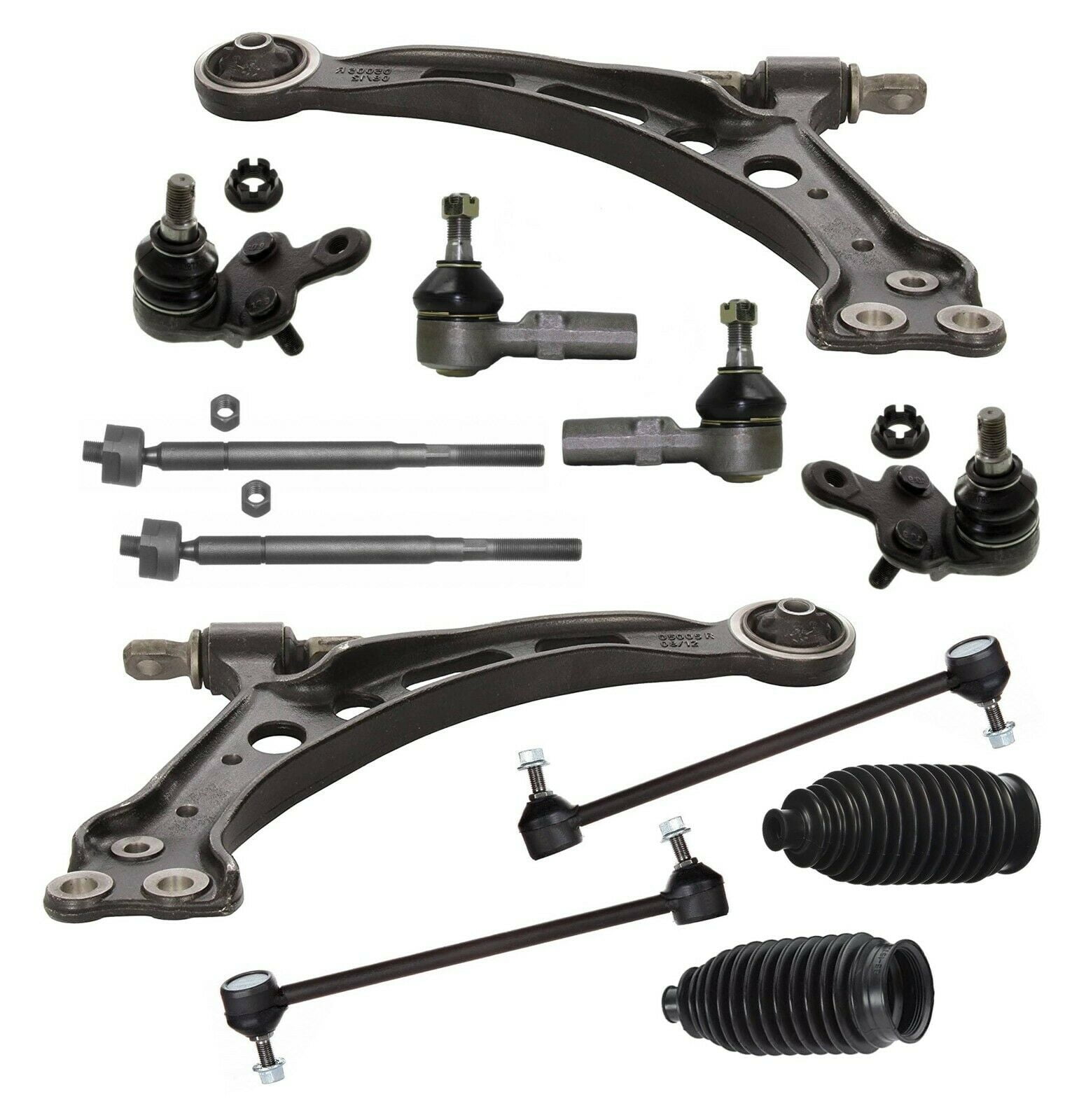 12 Pc Complete Suspension Kit Tie Rod Ends Sway Bars Bellow Boots Ball ...