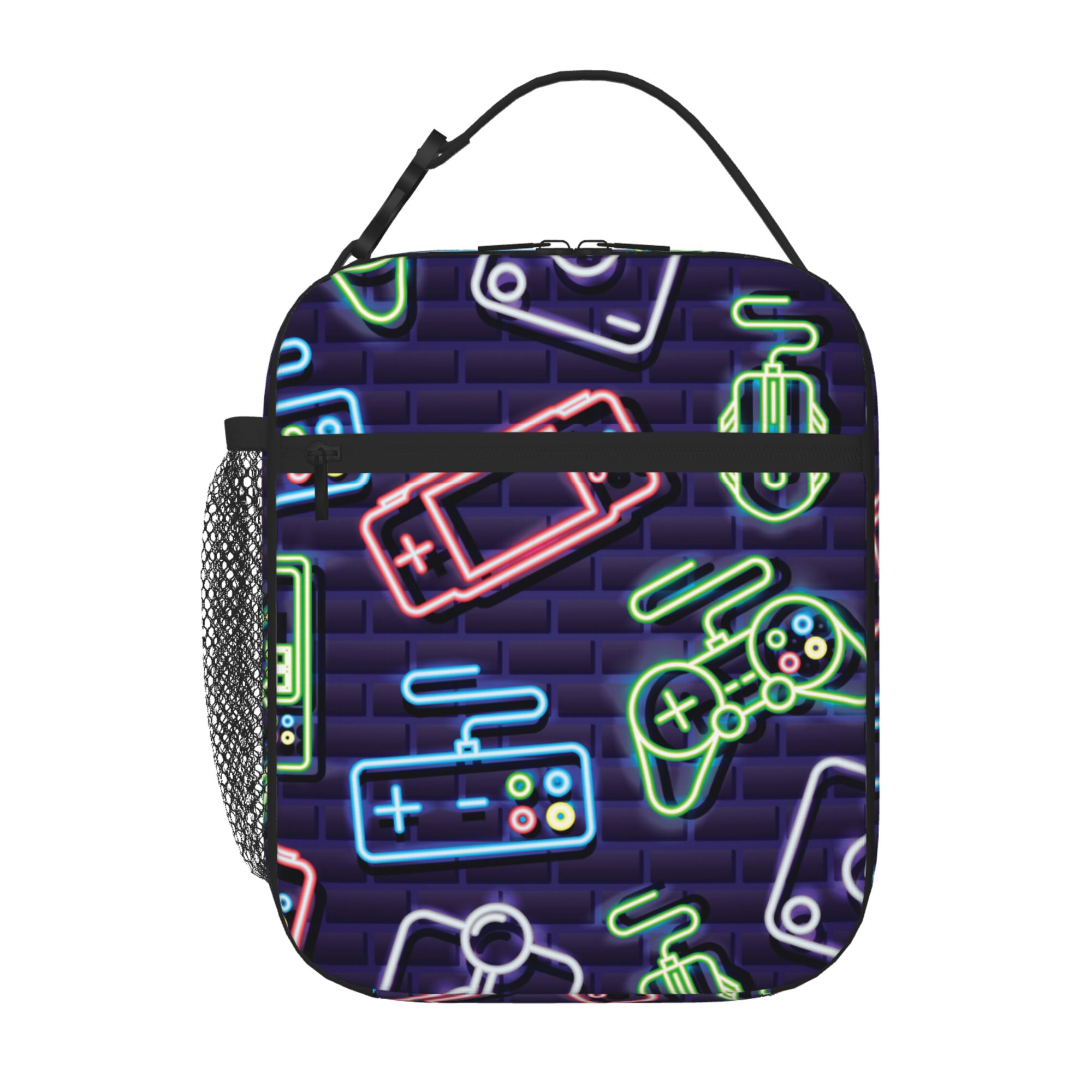 TEQUAN Portable Lunch Bag, Neon Style Video Game Controls Pattern ...