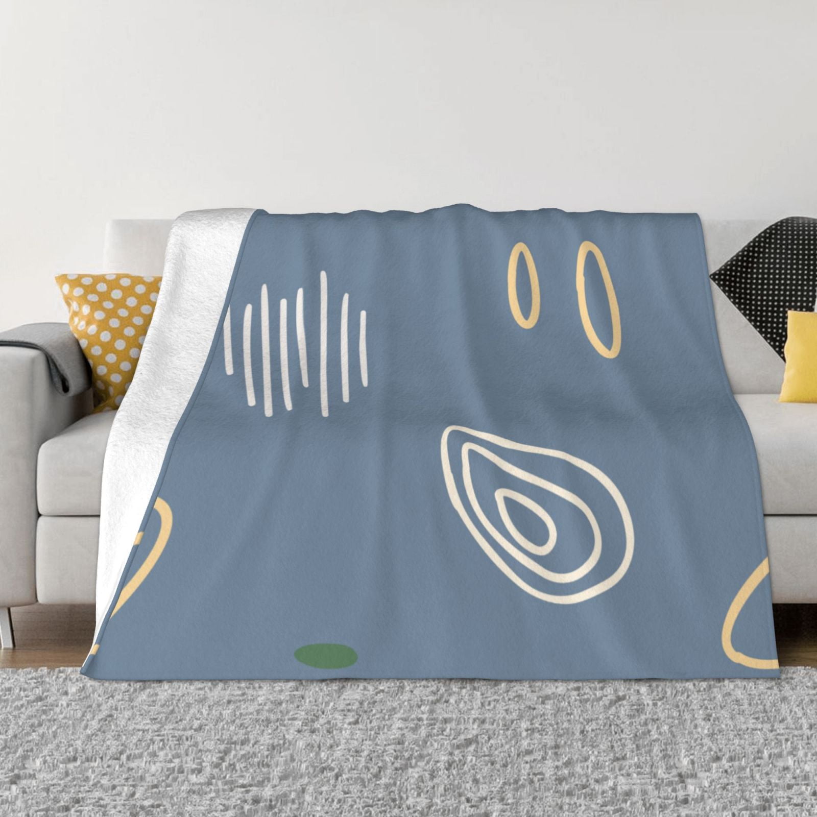 XMXT Throw Blanket, Blue Abstract Graffiti Machine Washable Blankets ...