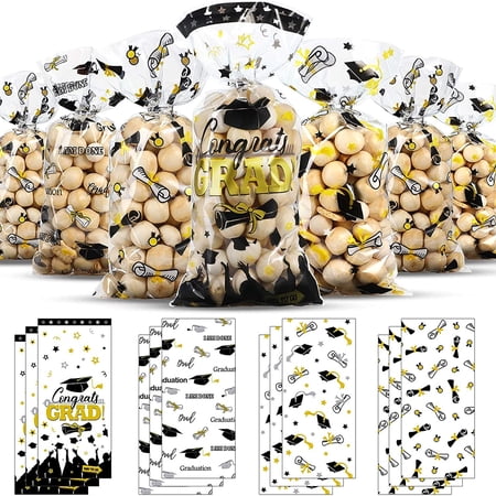 HISRFO 100 Pieces Graduation Cellophane Treat Bags, Congrats Graduates ...