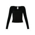 No Boundaries Women's Sueded Rib Square Neck Top, Long Sleeve, Cozy Fit ...