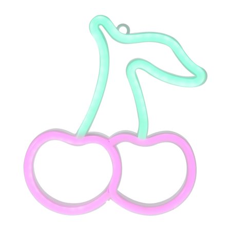 POINTERTECK Neon Light Sign Cherry Neon Light Red Green Cherry Wall ...