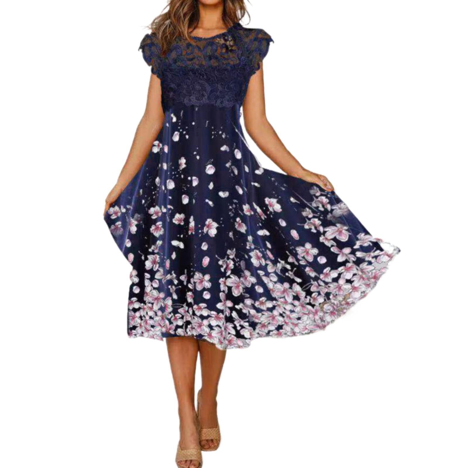 Click here for Felwors Long Dress Casual Large Hem Type Floral Pr... prices