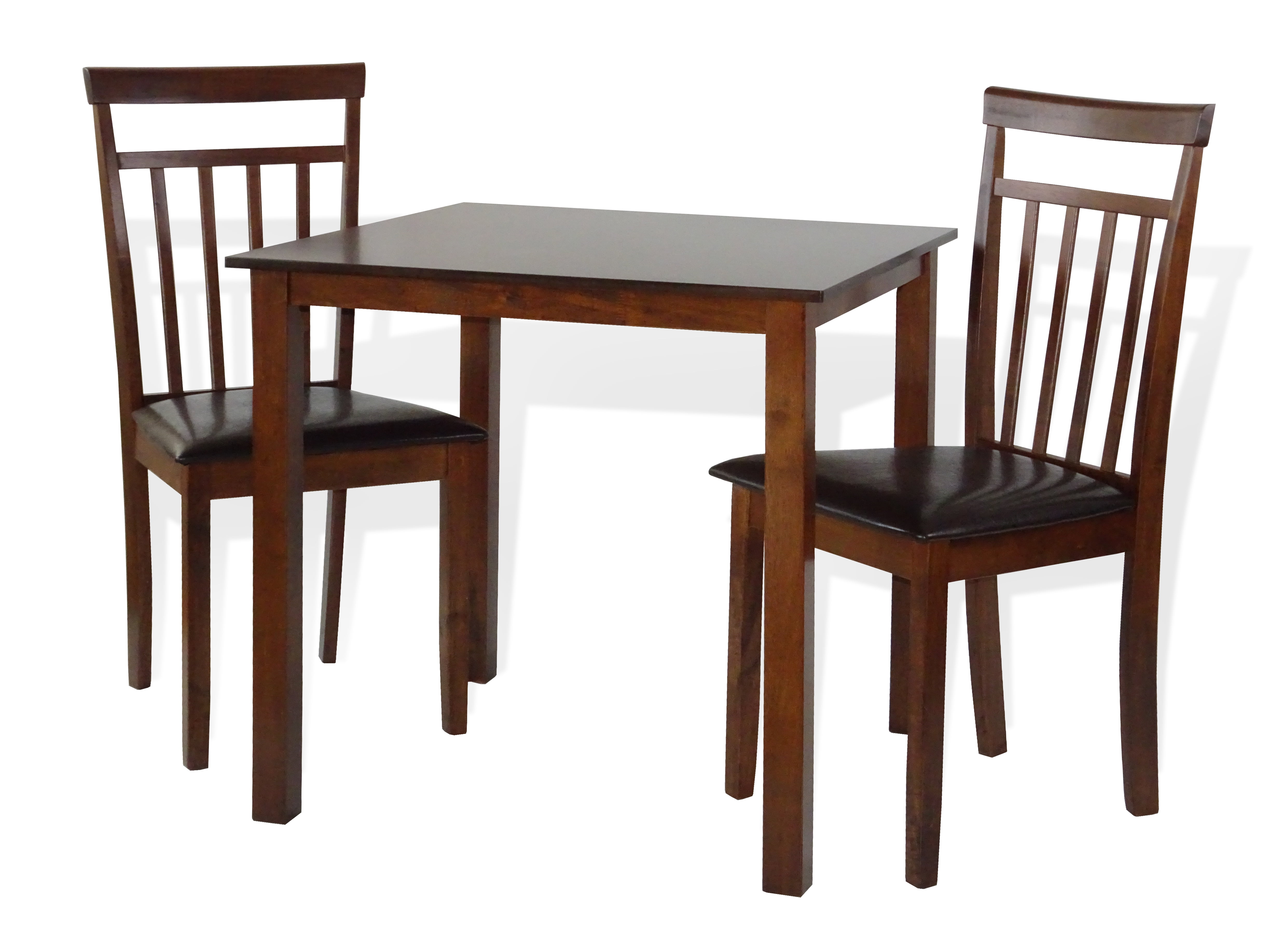 3 Pc Dining Kitchen Set of Square Table and 2 Classic Warm Solid Wooden ...