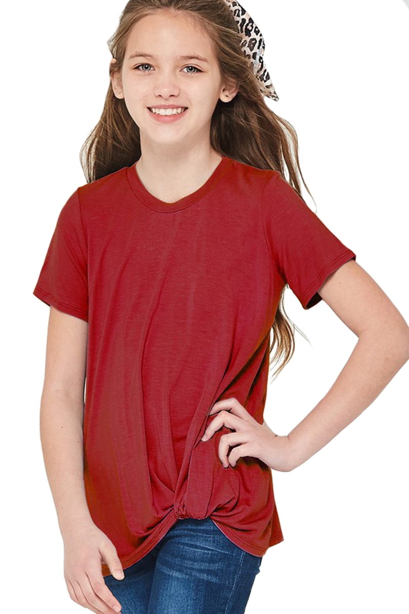 Honey Vanilla Girls' Twist Knotted Knit Top with Removable Label Red ...