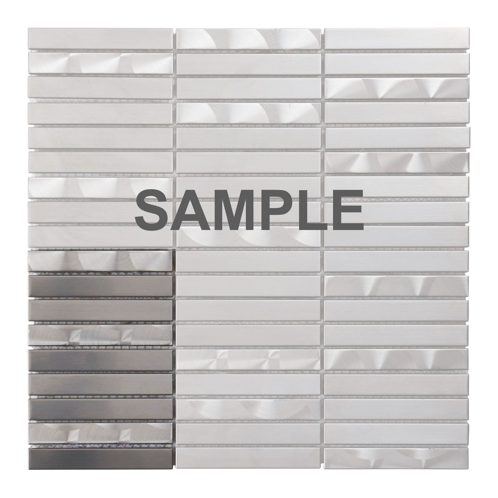 Sample - Brushed Nickle Stainless Steel Metallic Metal Stacked Mosaic ...