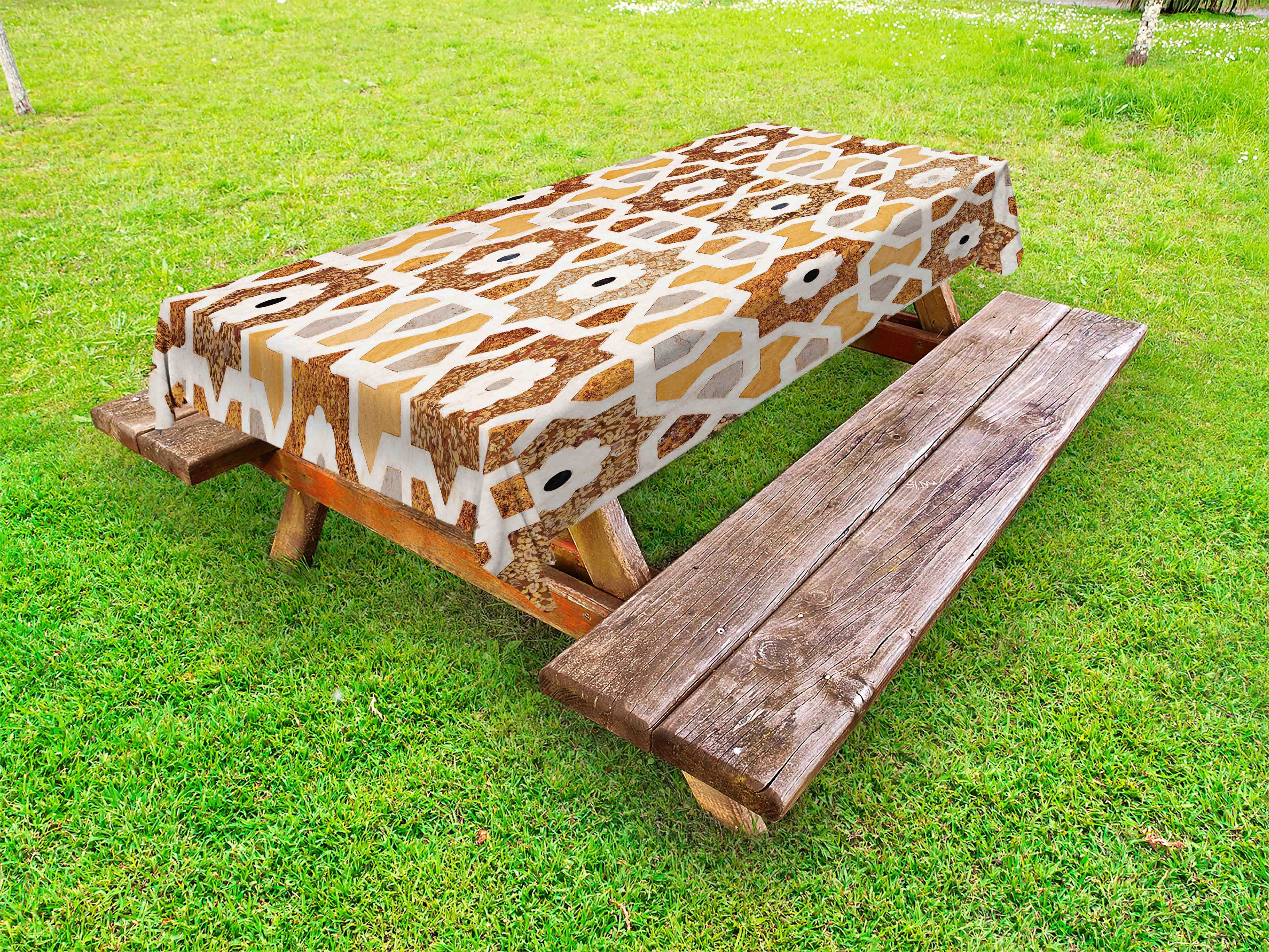 Antique Outdoor Tablecloth, Detail of Inlay and Geometric Carvings ...