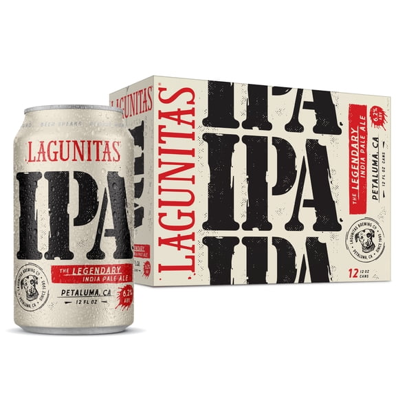 Lagunitas IPA, 6 Pack Craft Beer, 12 fl oz Cans, 6.2% ABV, West Coast ...