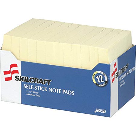 AbilityOne"Self-Stick Note Pad - Yellow - Plain - 3"" x 3 ...
