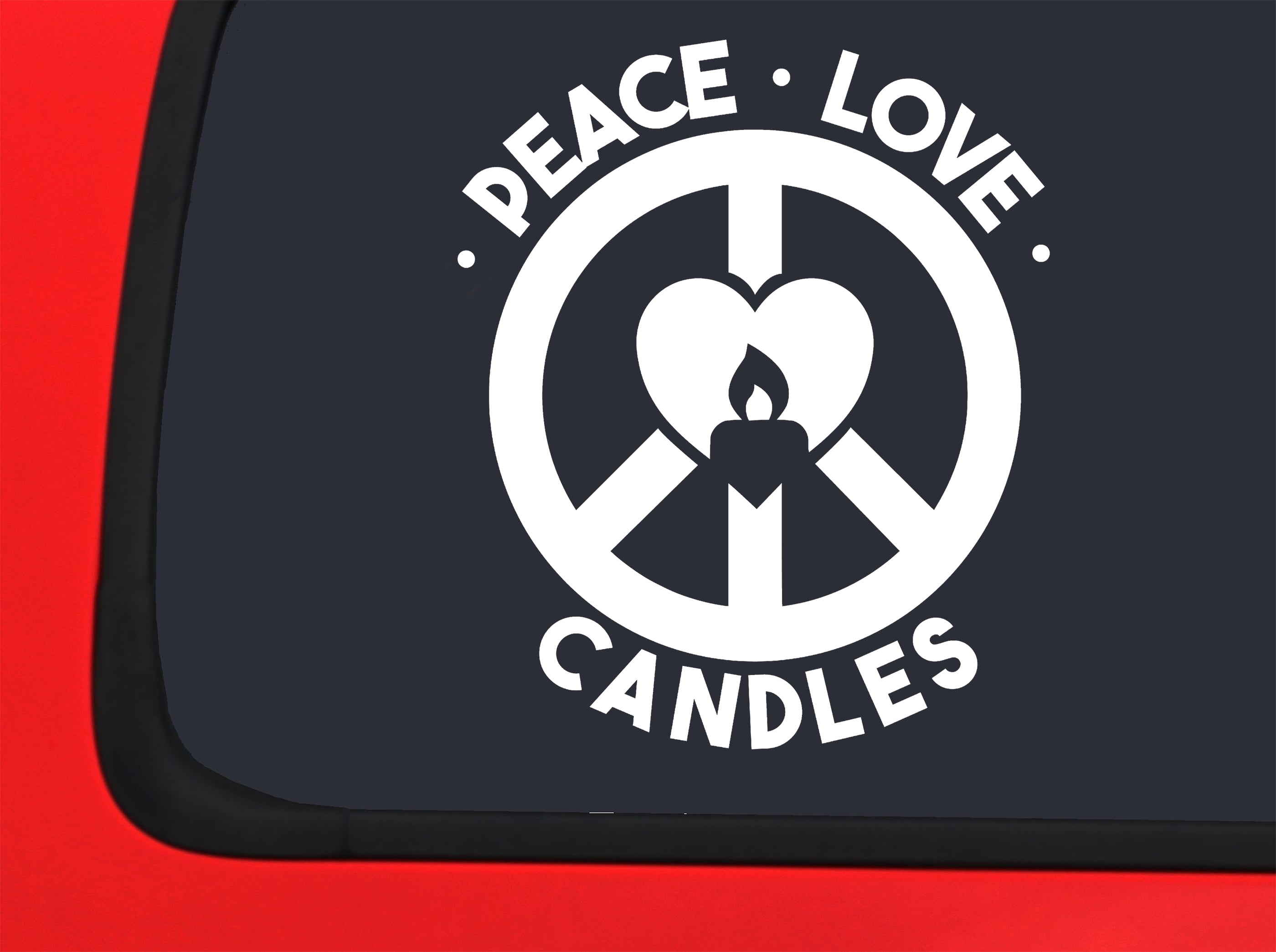 Car Sticker Peace Love Candles Heart Lit Smell Good Aroma Chill Funny ...