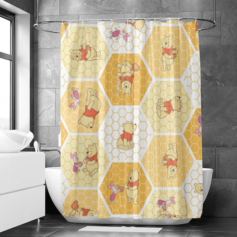 Winnie the Pooh Shower Curtain Fantastic Washable Graceful Shower Liner ...