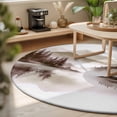 Abstract Mountain Area Rugs 5' (Round) Fog Brown Lake Landscape ...